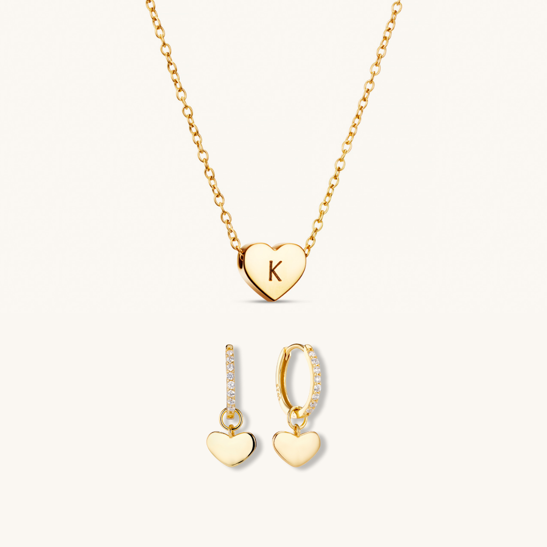 Amo Heart Necklace & Amore Heart Hoops Set Gold – Dylan Oaks UK