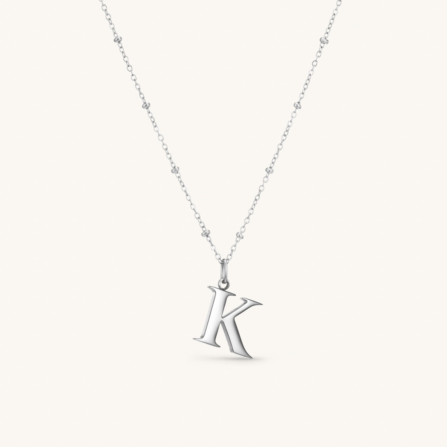 K Initial Necklace In Silver – Dylan Oaks UK