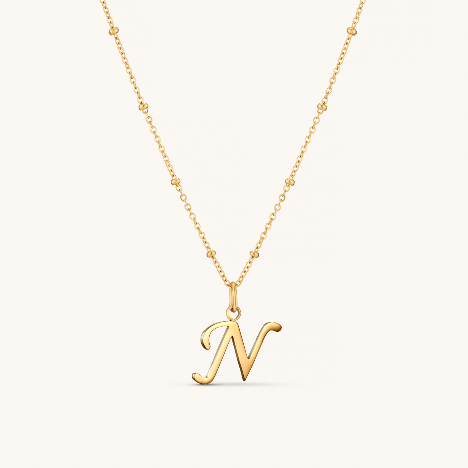 N Script Initial Necklace Gold – Dylan Oaks UK