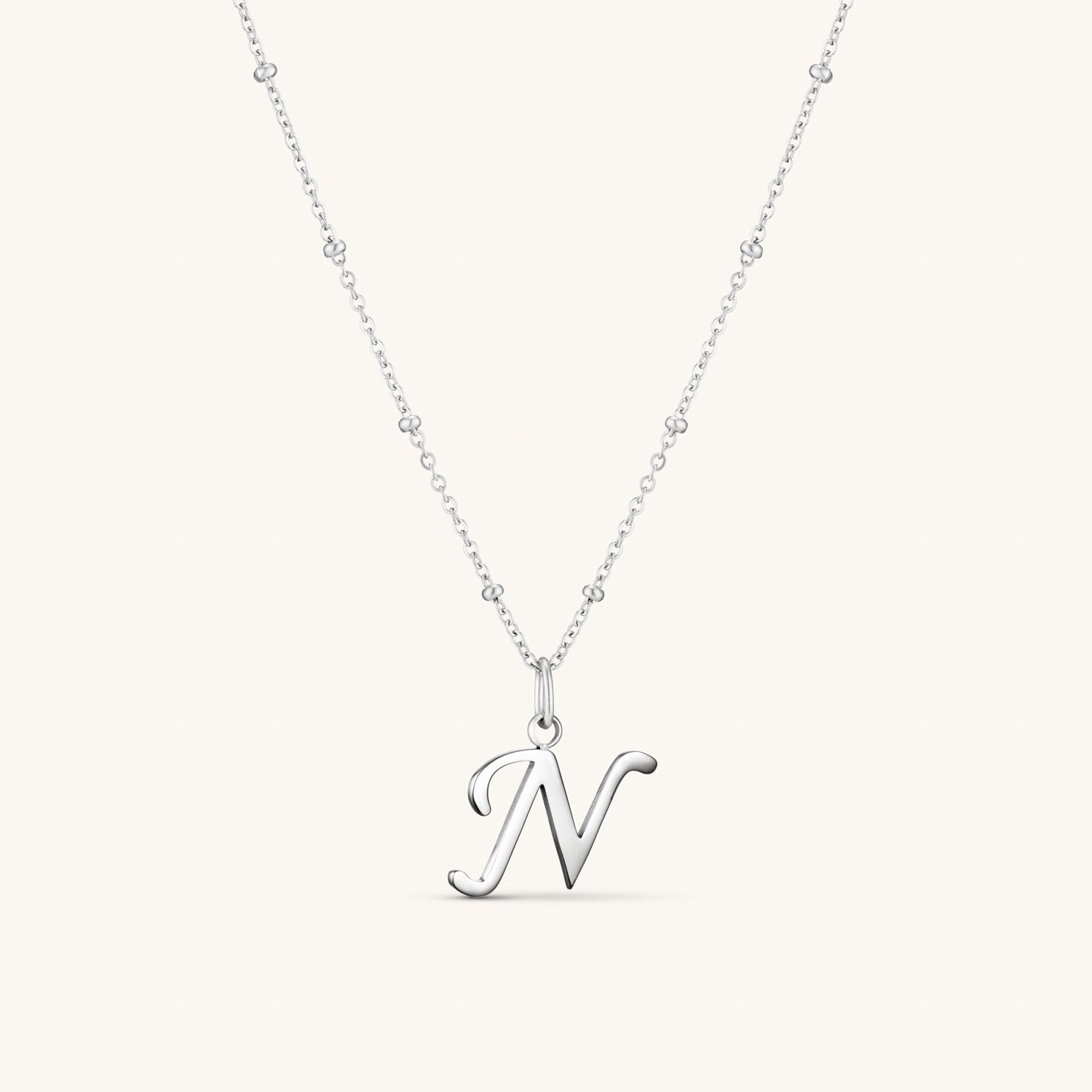 N Script Initial Necklace Silver – Dylan Oaks UK